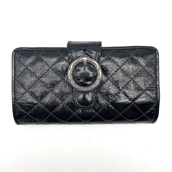 Brighton | Bags | Vintage 9s Brighton Brown Quilted Patent Leather ...